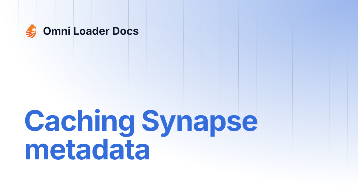 Caching Synapse metadata | Omni Loader Docs